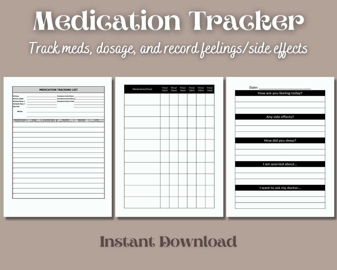 Printable Medication Tracker, Simple Medical Log Perfect for Caregivers ...