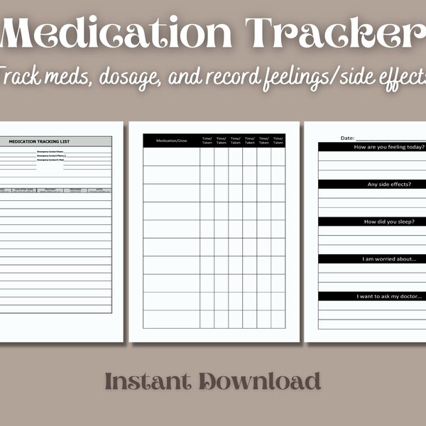 Medication Log Simple - Etsy