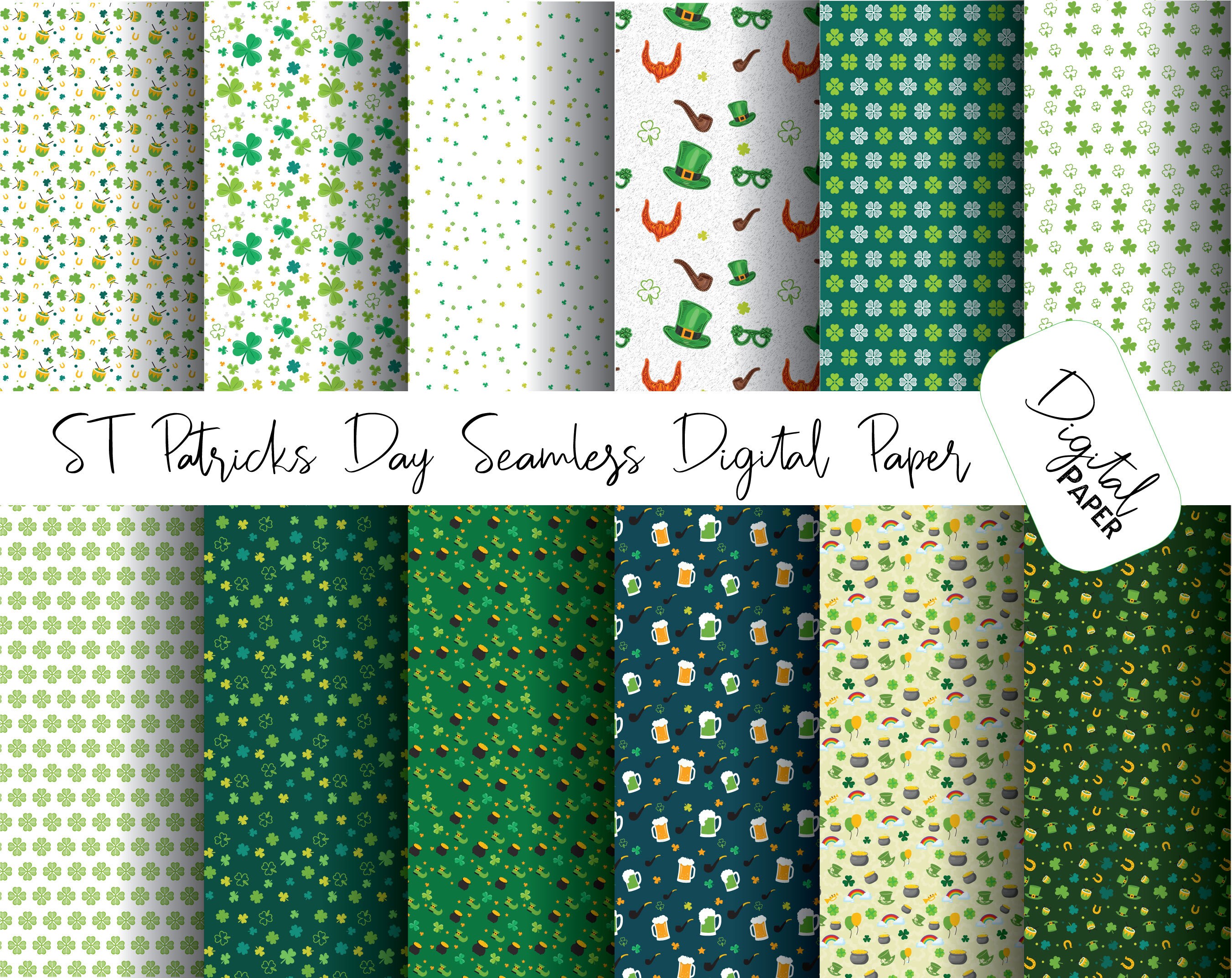 St-patricks-day-digital-paper - Etsy