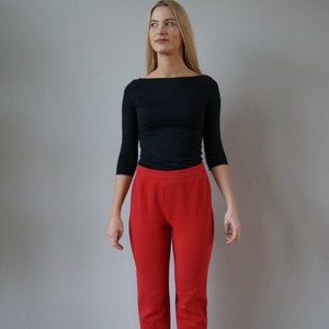 Vintage Red Pants 27 High Waisted Red Trousers Womens M Pants Red High ...