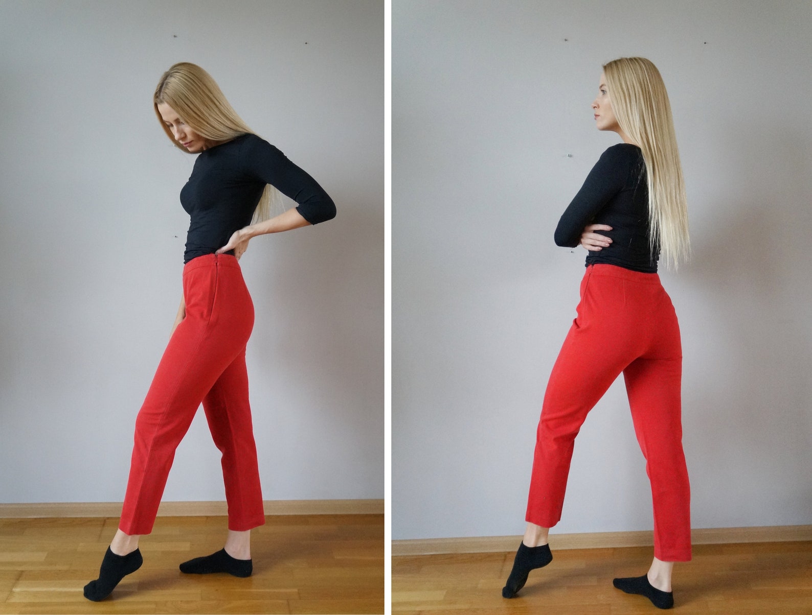 Vintage Red Pants 27 High Waisted Red Trousers Womens M Pants - Etsy