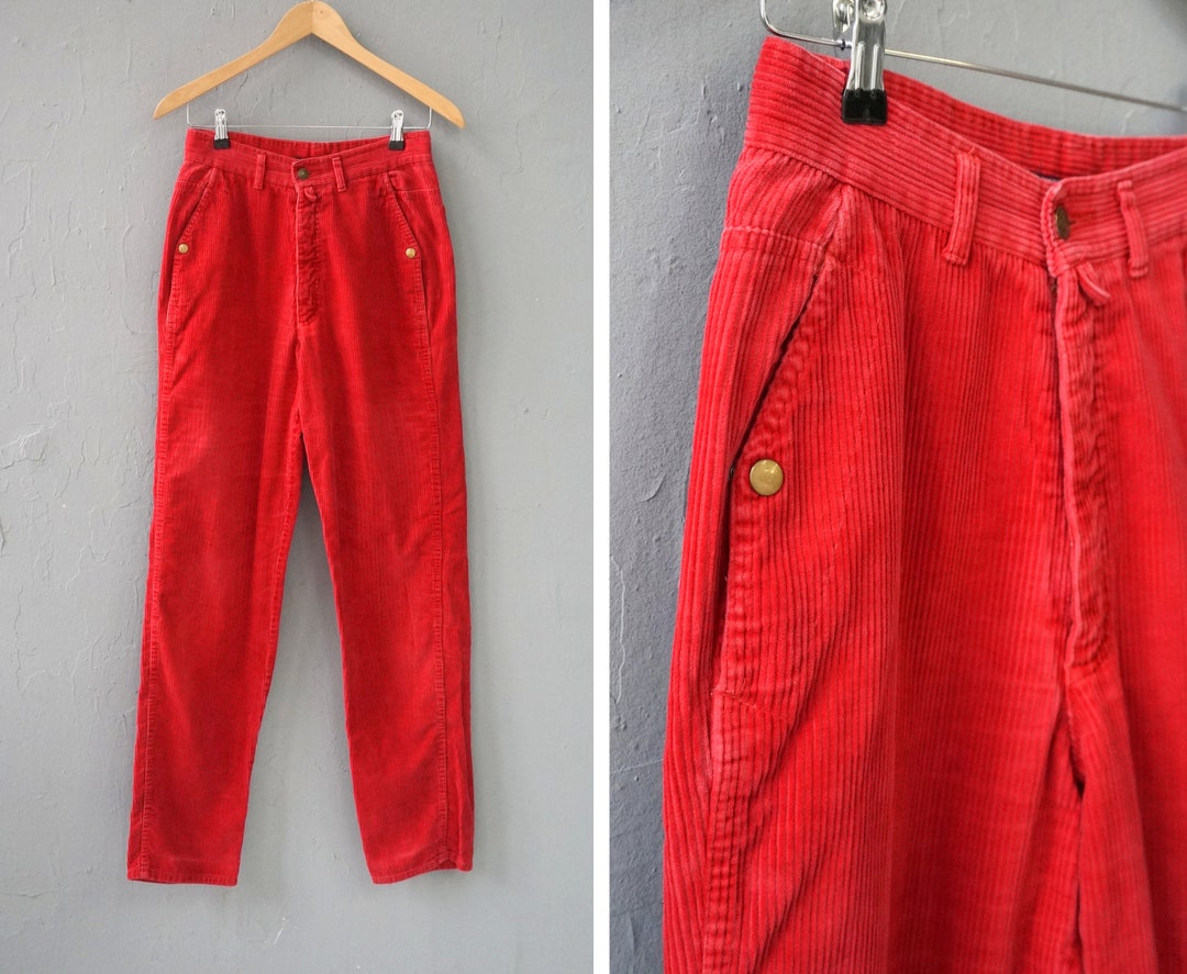Vintage Corduroy Pants Red Corduroy Trousers W27 Red Corduroy Pants ...