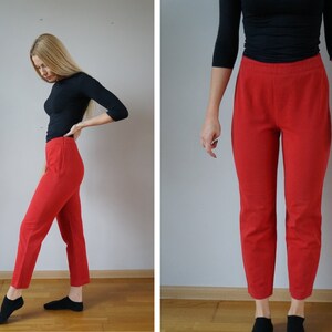 Vintage Red Pants 27 High Waisted Red Trousers Womens M Pants Red High ...