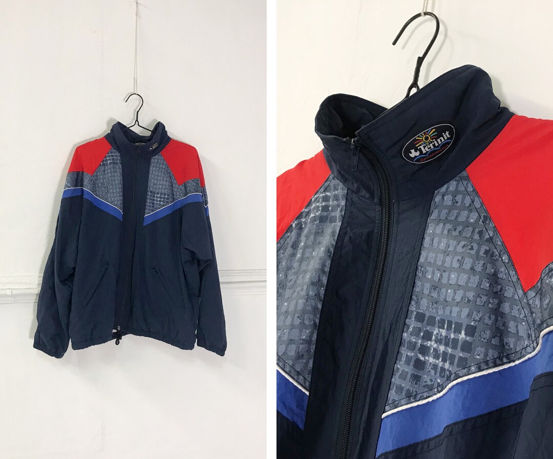 80s Windbreaker 90s Colorblock Windbreaker Womens Large Abstract ...