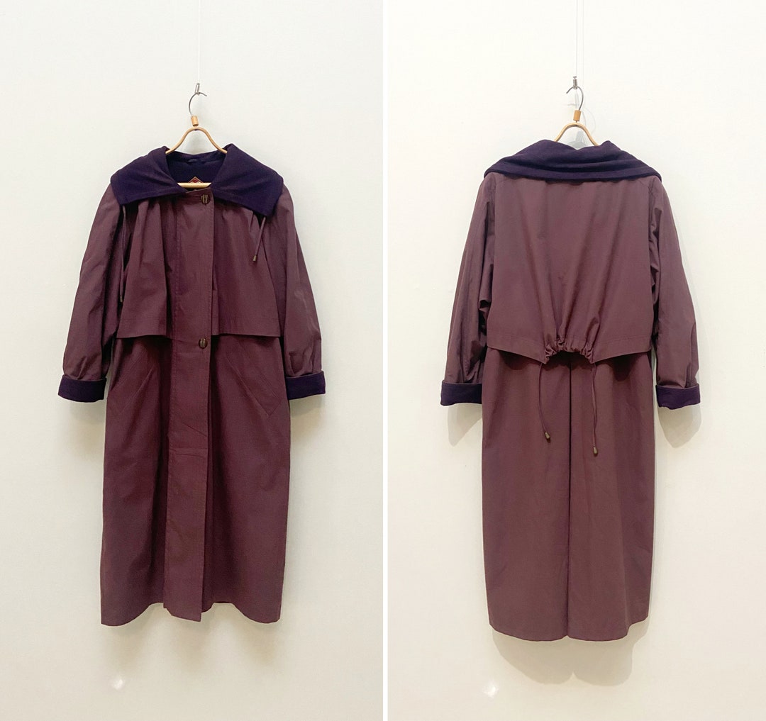 Vintage 90s Purple Duster Coat Womens Purple Coat XL Dark Purple Maxi ...