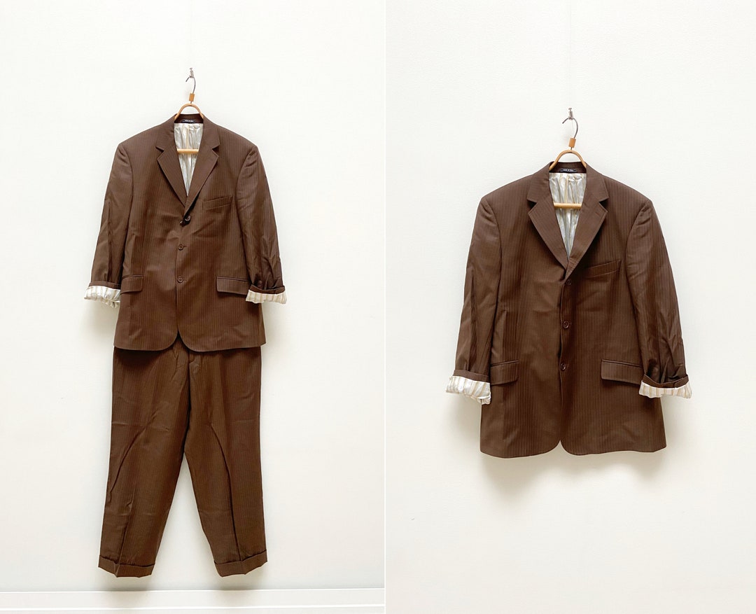 Vintage 90s Zanetti Mens Suit Brown Super 120s Wool Suit Suit in Brown ...