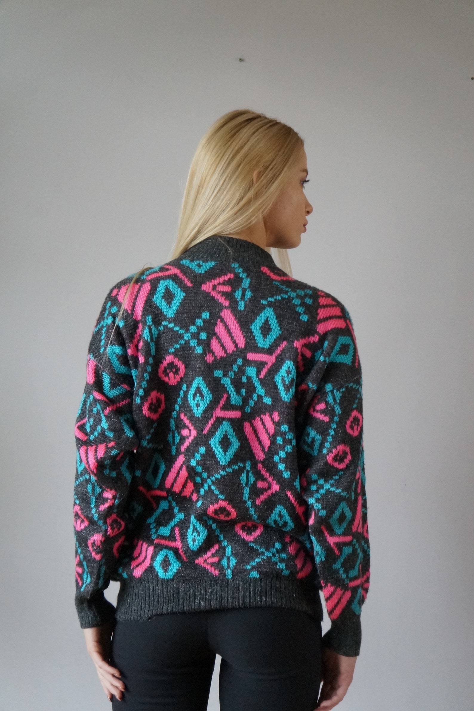 Vintage 90s Wool Jumper Womens Colorful Medium Size Sweater Vintage ...