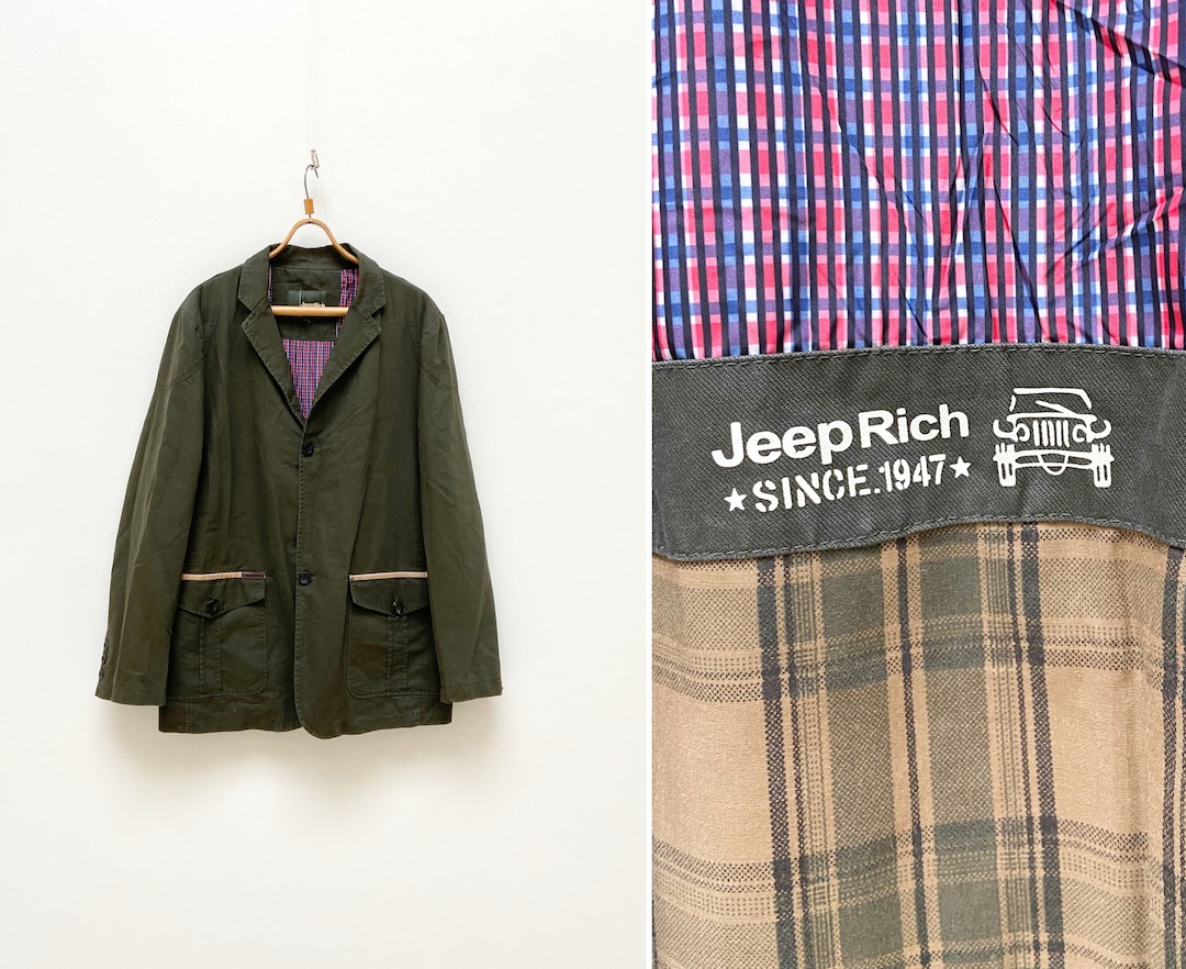 Vintage 90s Jeep Jacket Mens Khaki Coat XL Khaki Canvas Jacket Jeep ...