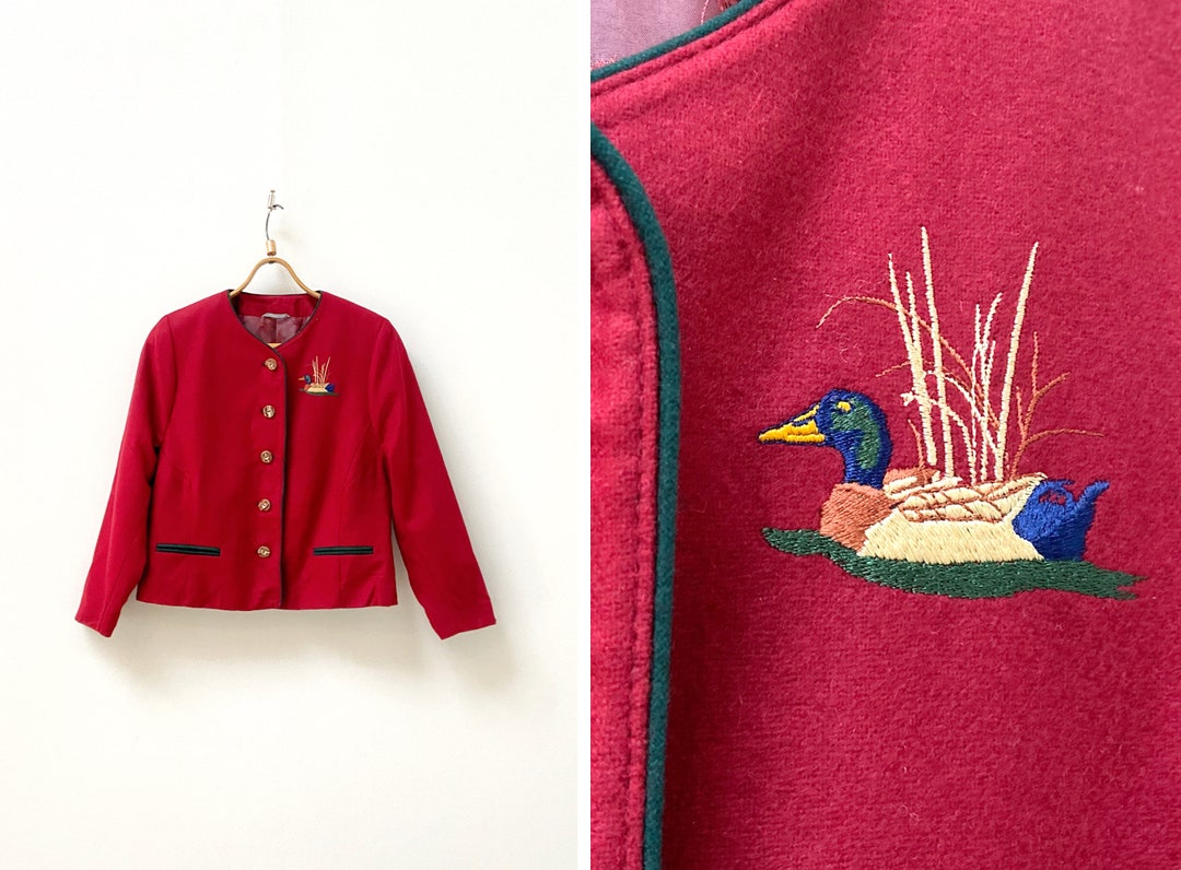 Vintage 90s Rehli Tracht Wool Dirndl Jacket: Red Duck Blazer - Etsy