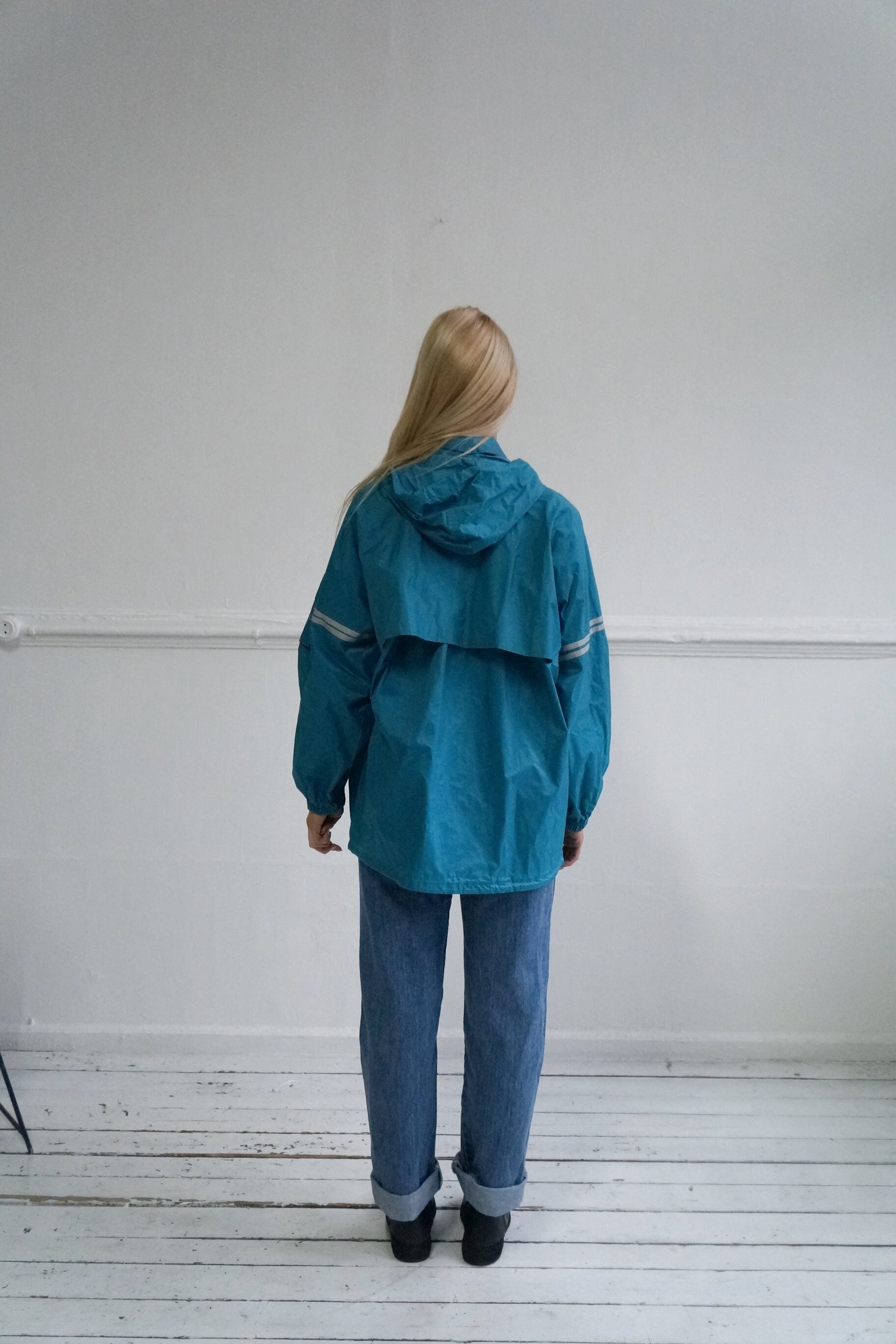 Vintage 90s Rain Jacket Blue Windbreaker L XL Colorful - Etsy