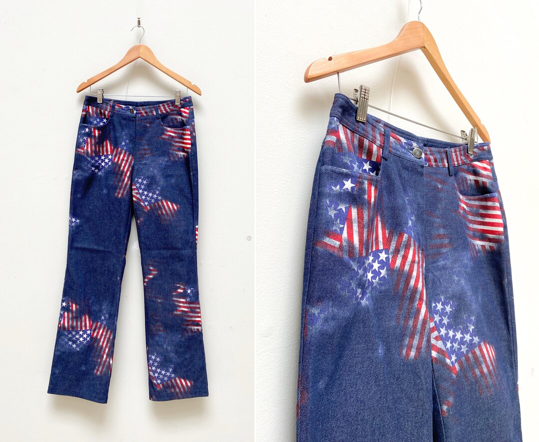 Vintage 00s America Flag Denim Pants Womens America Jeans Festival ...