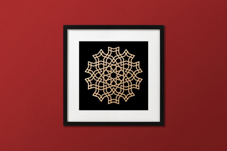 Islamic Art Metallic Gold Drawing Islamic Geometric Pattern - Etsy