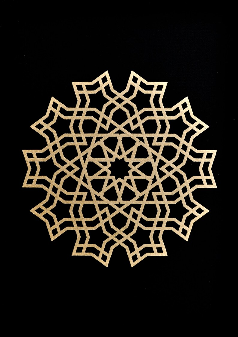 Islamic Art Metallic Gold Drawing Islamic Geometric Pattern - Etsy