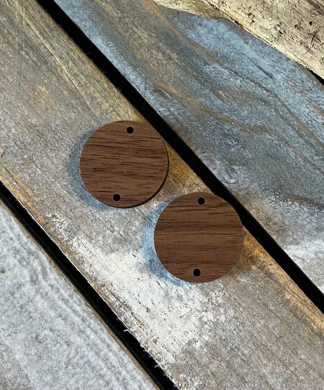 50 - 7/8” Round Wooden Jewelry Connectors, Finished Wood, Stud ...