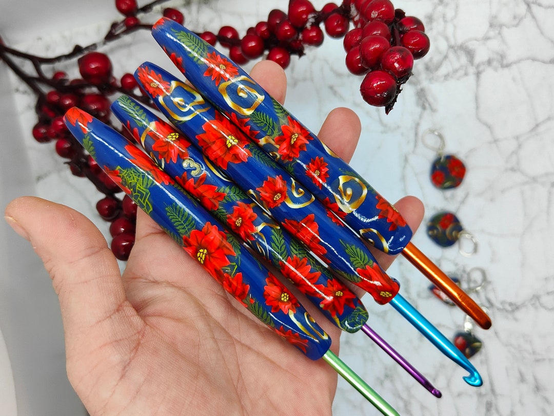 Ergonomic Crochet Hooks Sizes 3mm 4mm 5mm and 5.5mm Floral Handmade ...