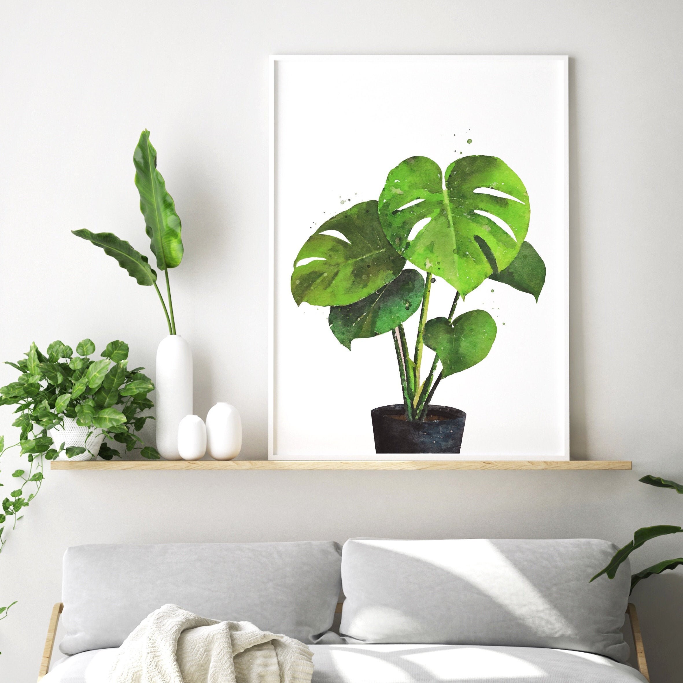 Monstera Digital Download Plant Art Watercolour Art | Etsy