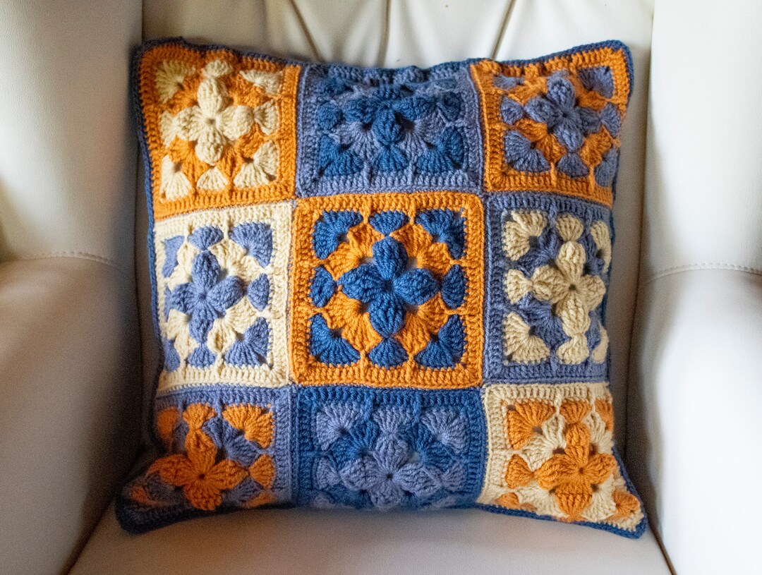 45 X 45 Cm. Double Faced, Granny Square Crochet Pillowcase. - Etsy
