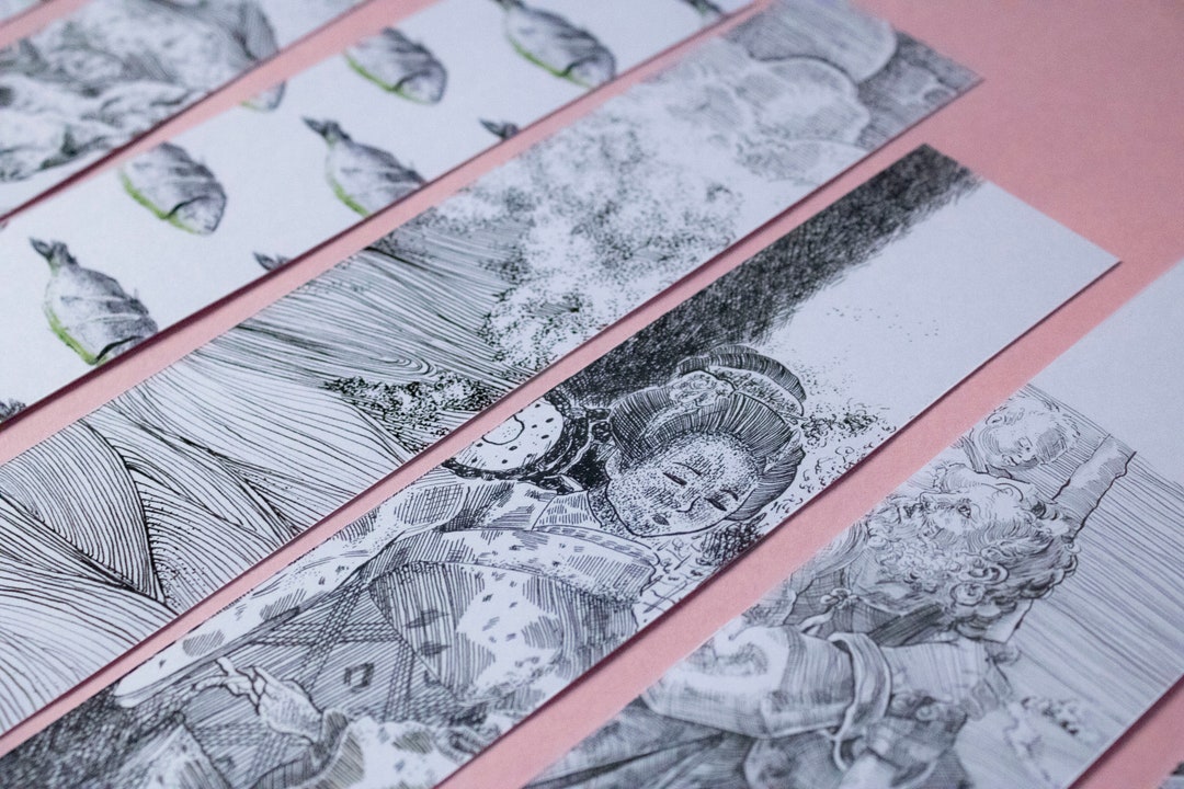 7 Types of Diverse Bookmarks. Traditionally Drawn Bookmarks. Ink ...