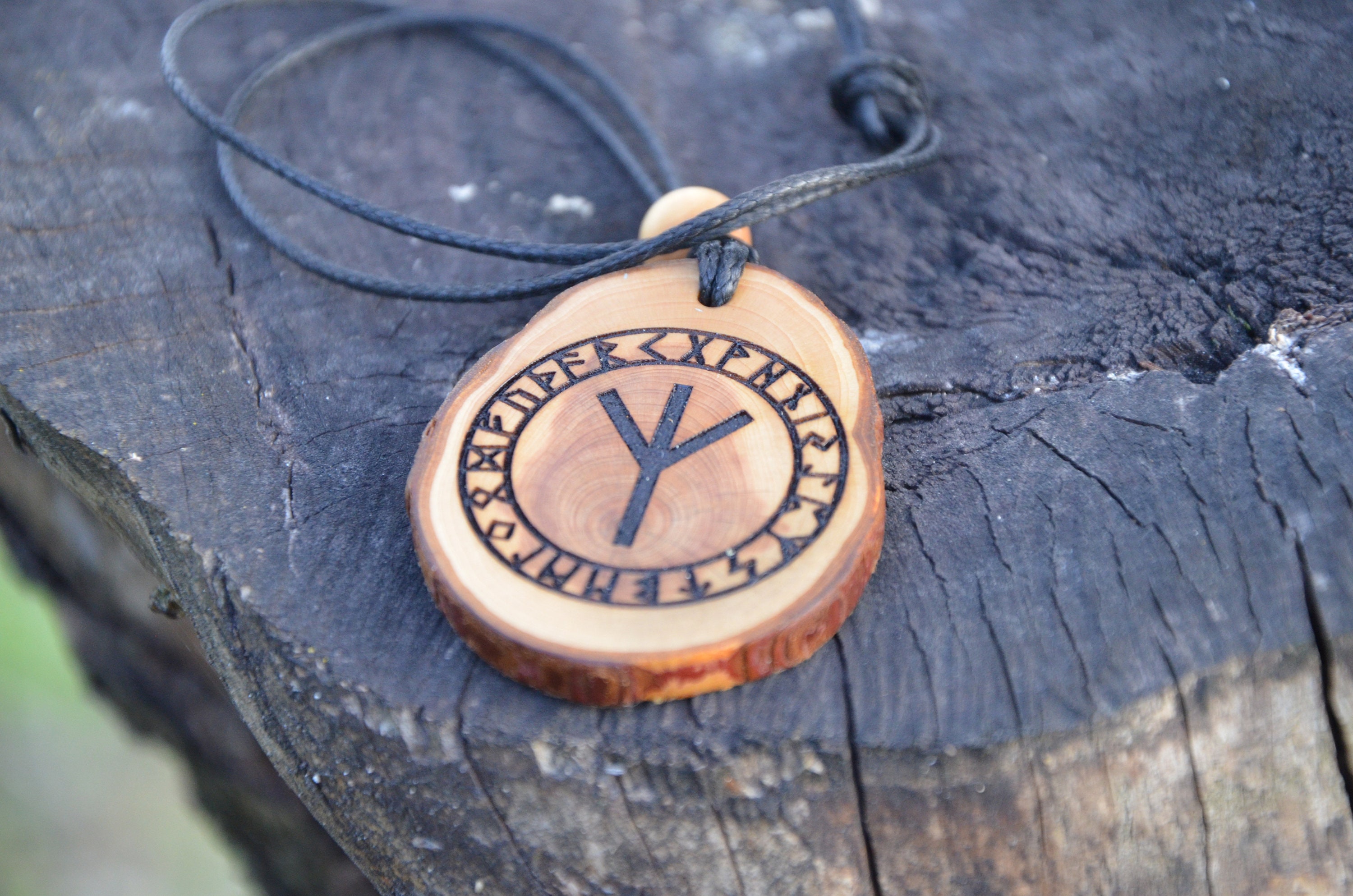 Rune Pendant Algiz Rune Pendant Wood Runes Protective | Etsy