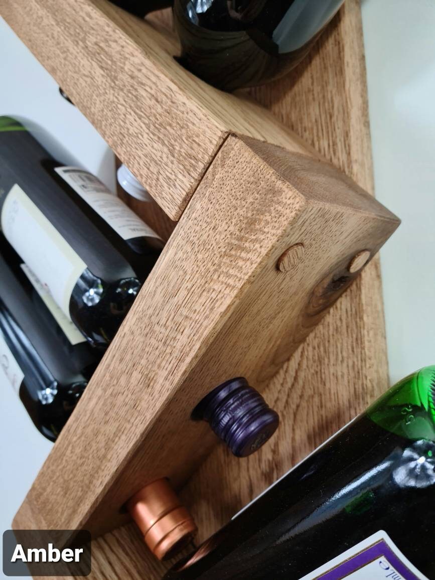 Deluxe Rustic Solid Oak Wall Mounted Geometric Wine Rack by | Etsy