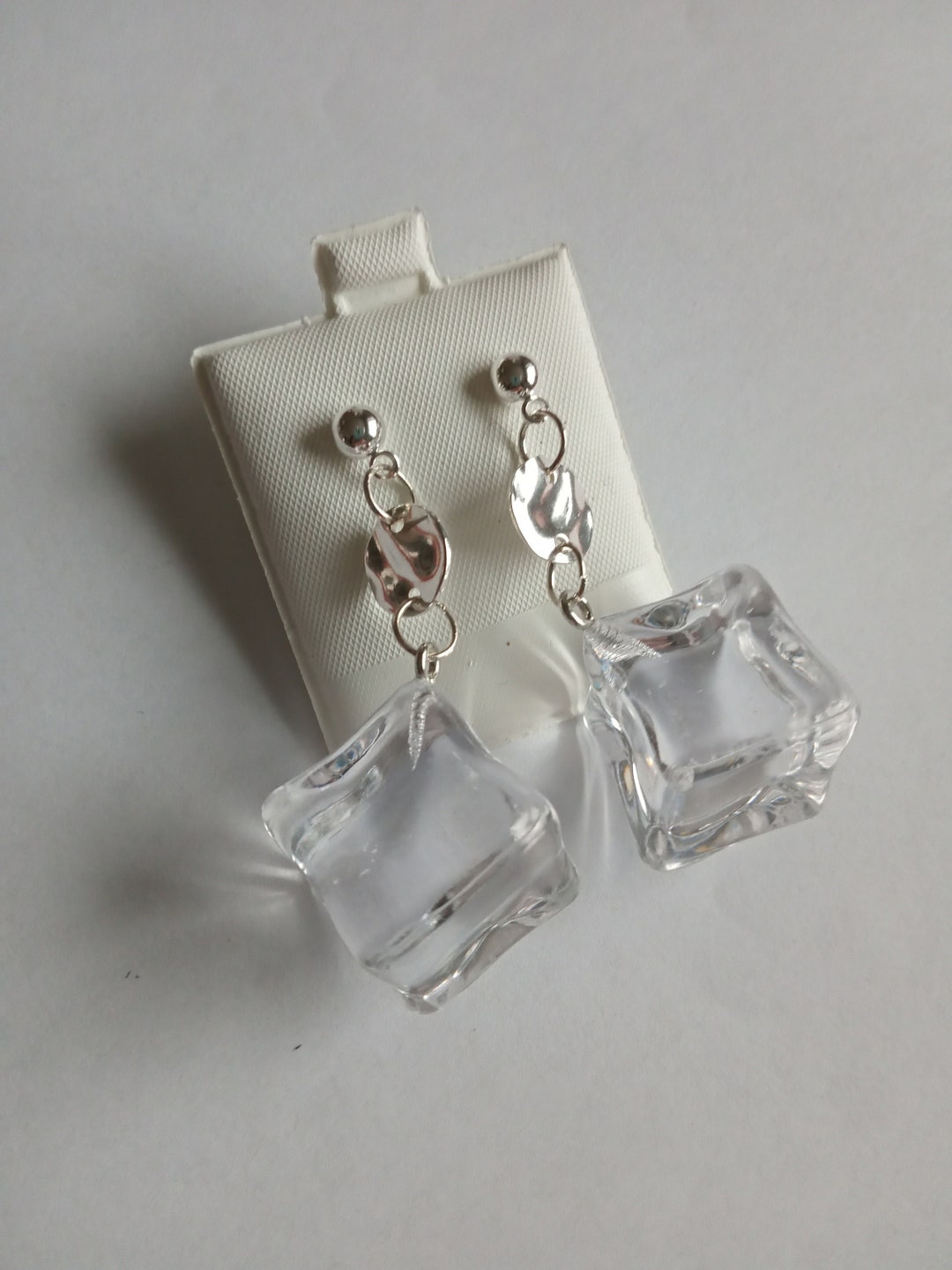 Ice Cube Earrings, Transparent Eye-catching Earrings, Geometric Drop ...