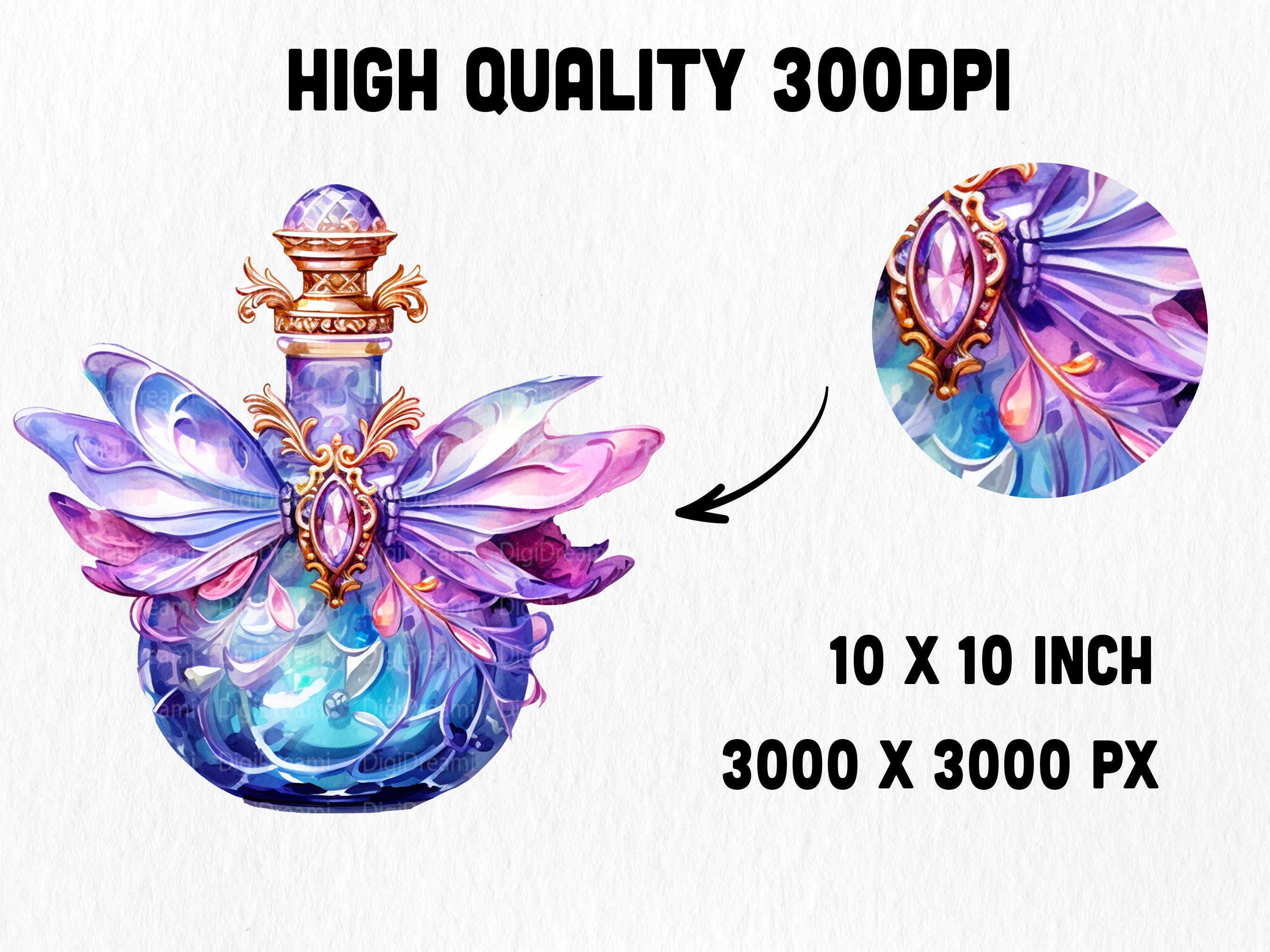 30 Watercolor Fairy Perfume Bottle Clipart for Commercial - Etsy