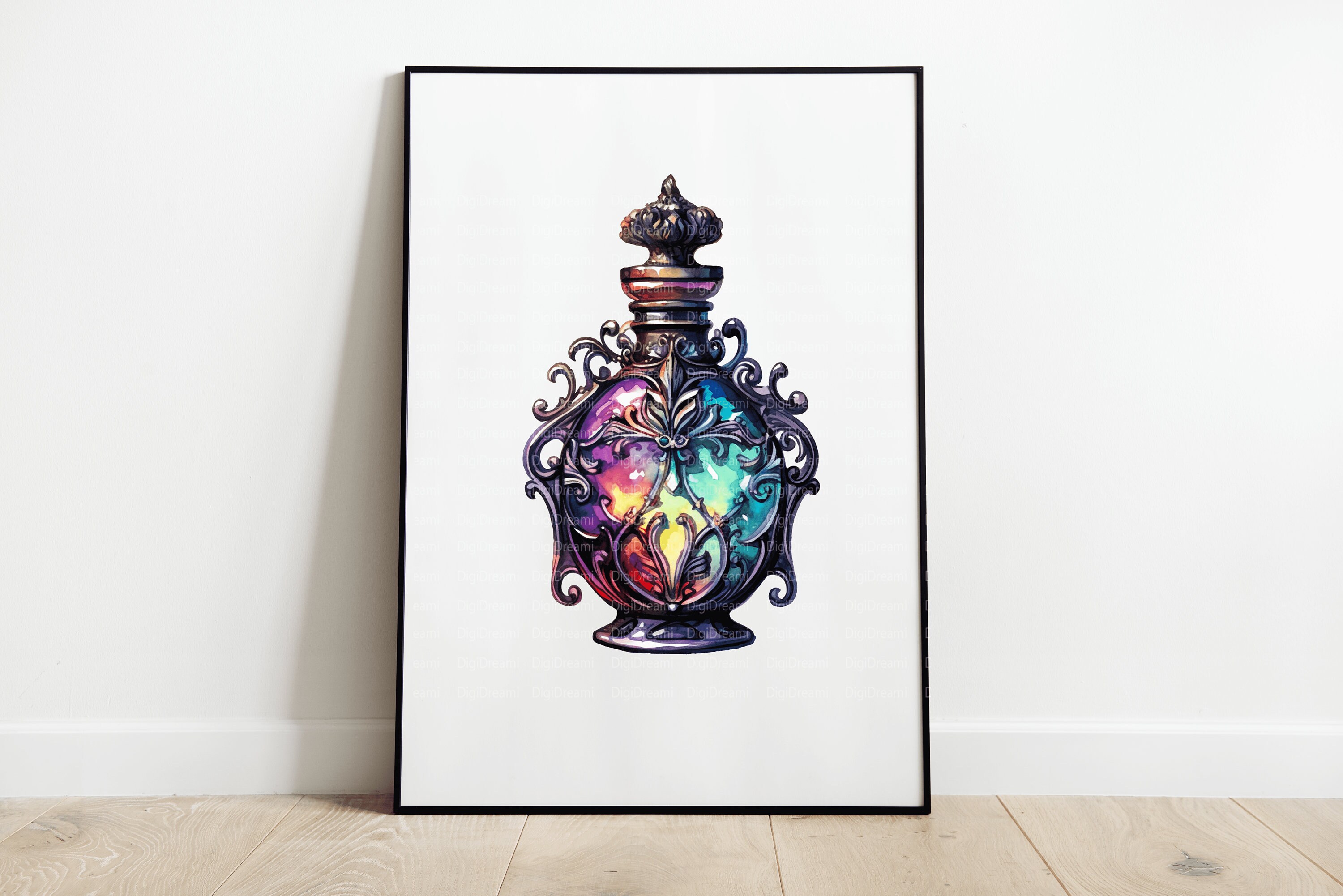 30 Watercolor Gothic Perfume Bottle Clipart PNG Enchanted Elixer ...