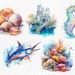 25 Watercolor Under the Sea Clipart PNG Fantasy Marine Life, for ...