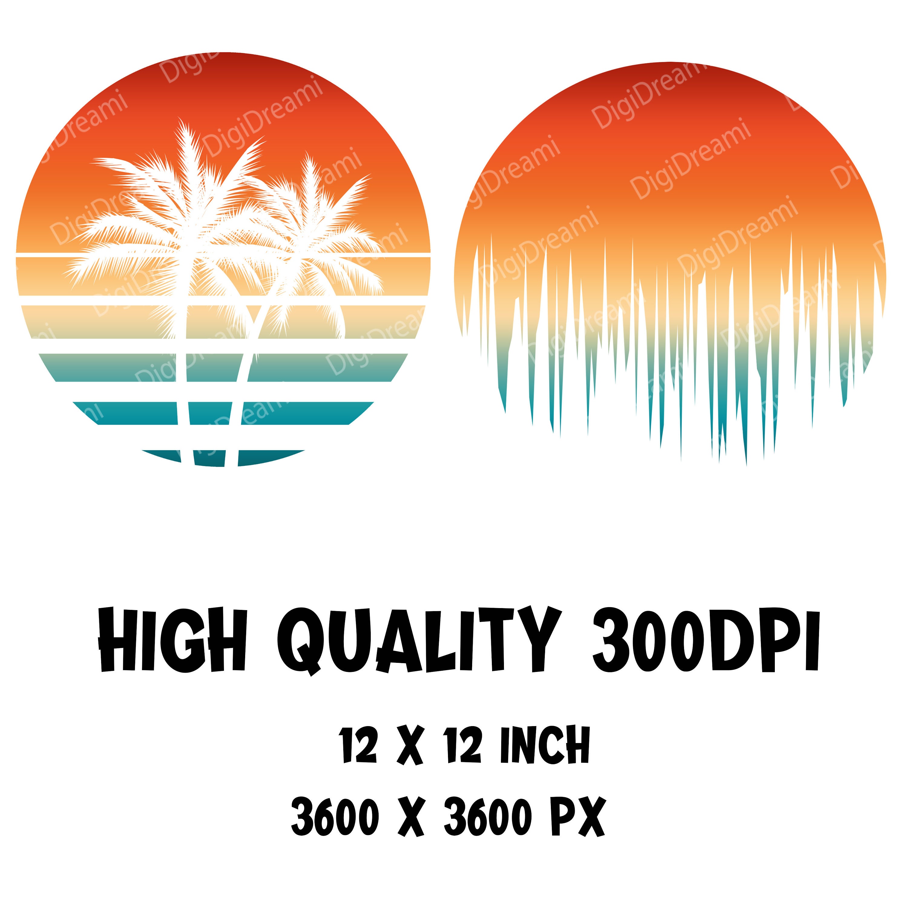 50 Retro Vintage Sunset Clipart PNG JPG Different Shapes Vintage Retro ...