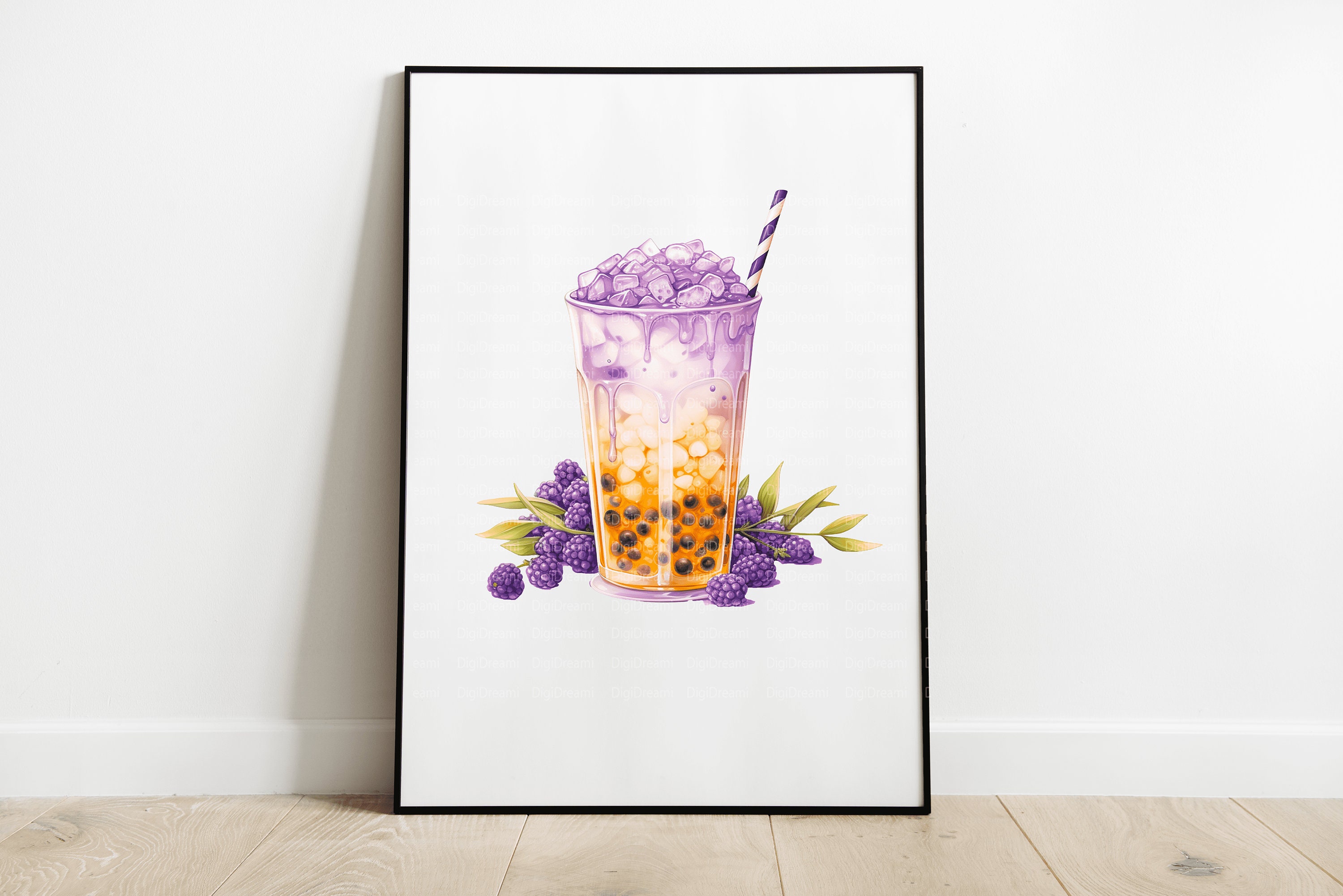 25 Watercolor Delicious Bubble Tea Clipart PNG Fruity Magical Bubble ...