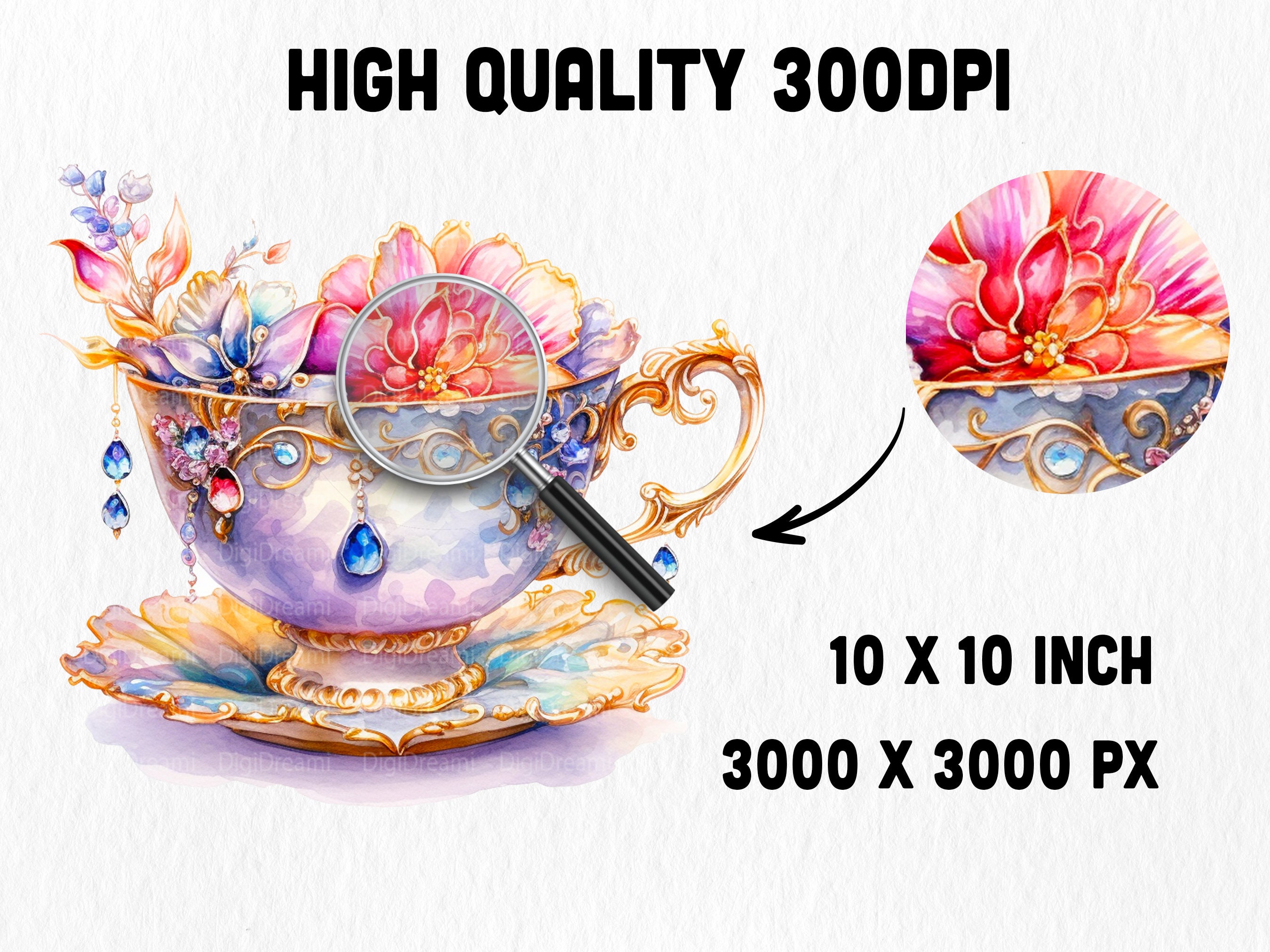 25 Watercolor Luxury Coffee Cup PNG Enchanting Whimsical - Etsy