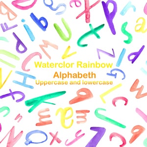 Aquarell Rainbow Letters Clipart, ABC Rainbow Letters Clipart,rainbow ...