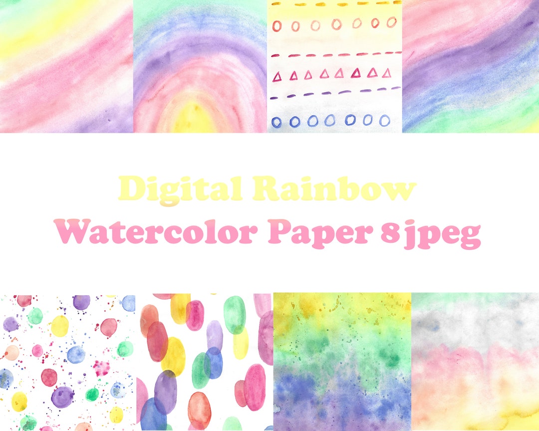 Handpainted Aquarell Rainbow Digital Paper, Rainbow Watercolor Digital ...