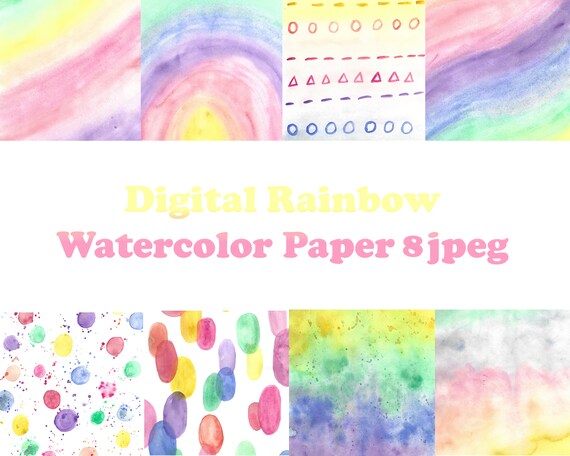 Handpainted Aquarell Rainbow Digital Paper Rainbow Watercolor | Etsy