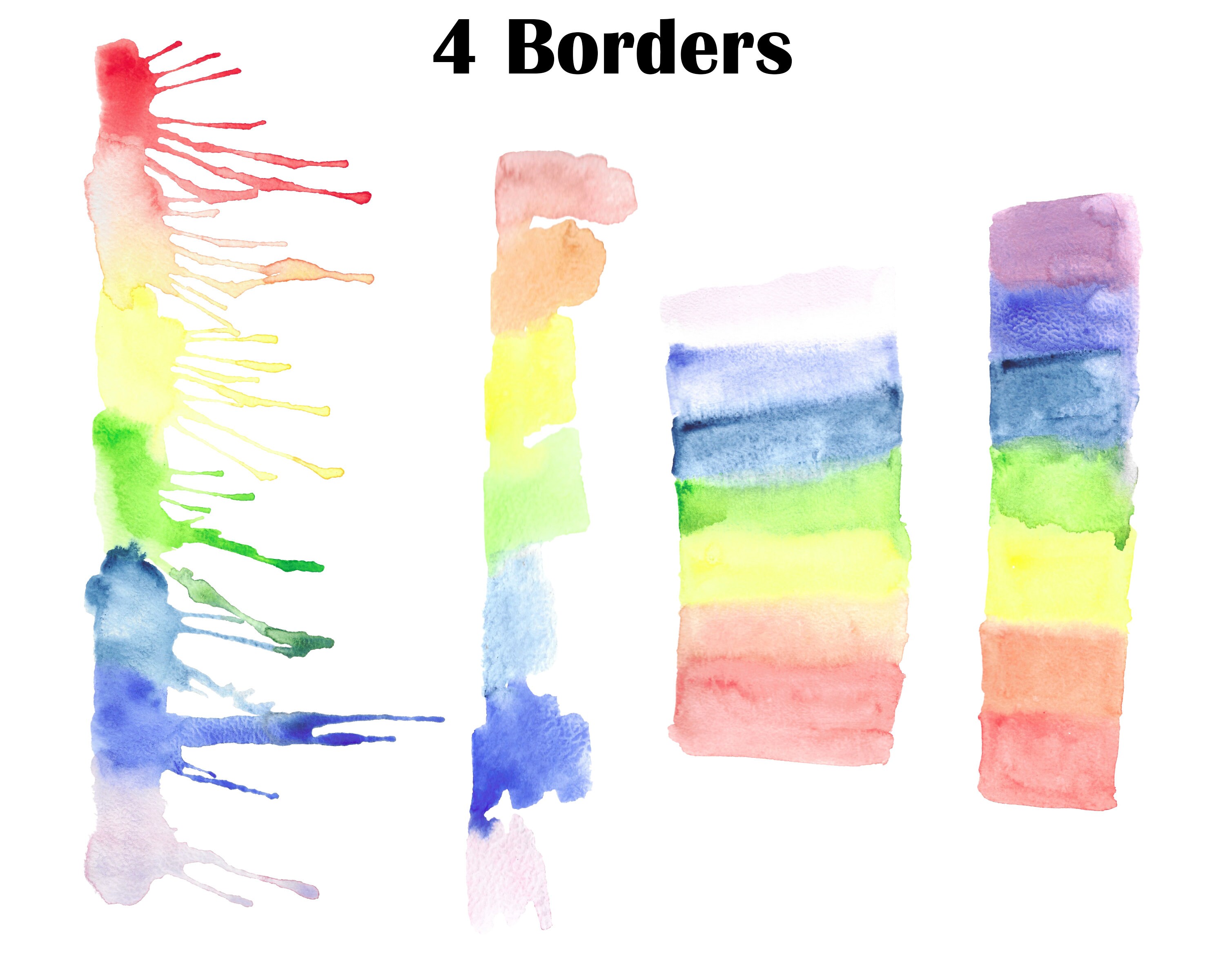 Handpainted Rainbow Watercolor Borders and Elements, Creative Creator ...