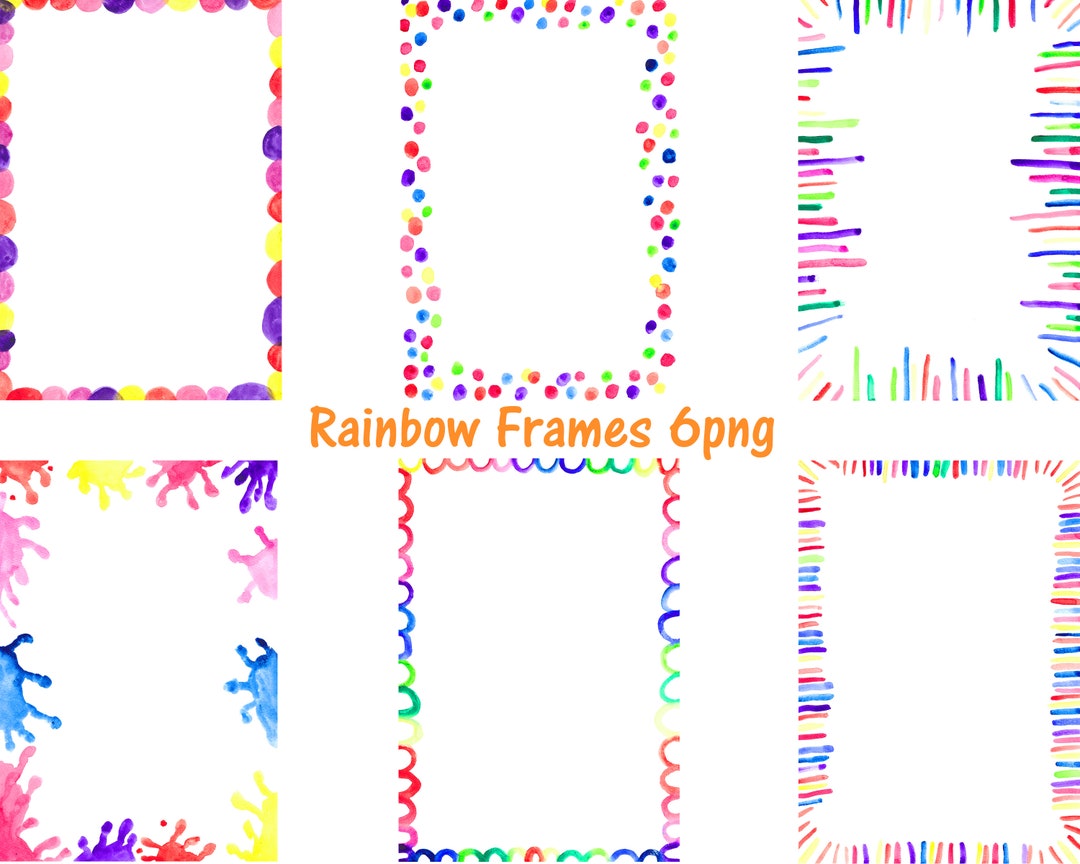 Handpainted Rainbow Watercolor Borders, Handpainted Aquarell ...