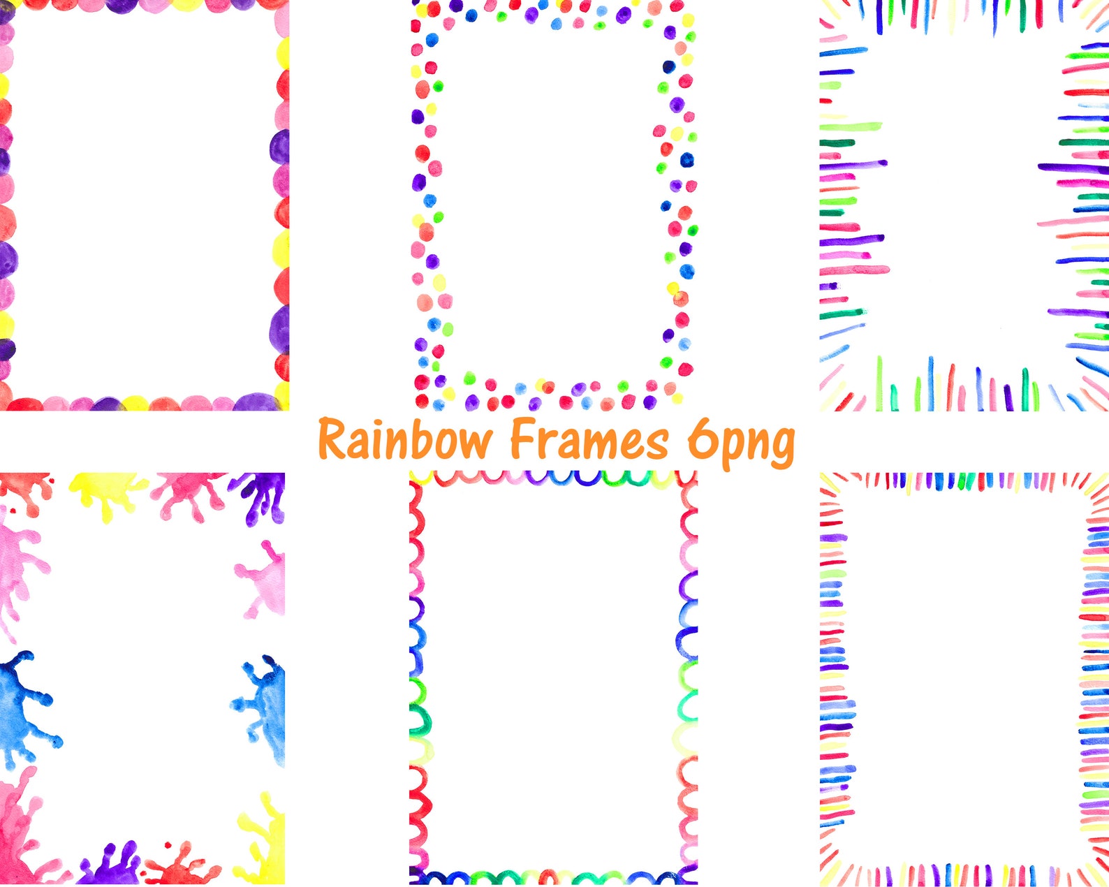 Handpainted Rainbow Watercolor Borders, Handpainted Aquarell ...