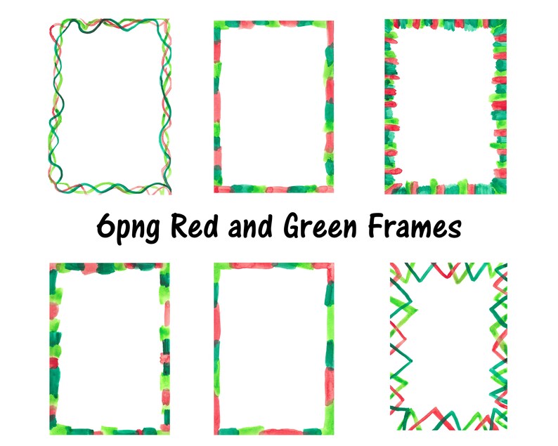 Red and Green Digital Christmas Photo Frames, Photo Borders, Festive ...