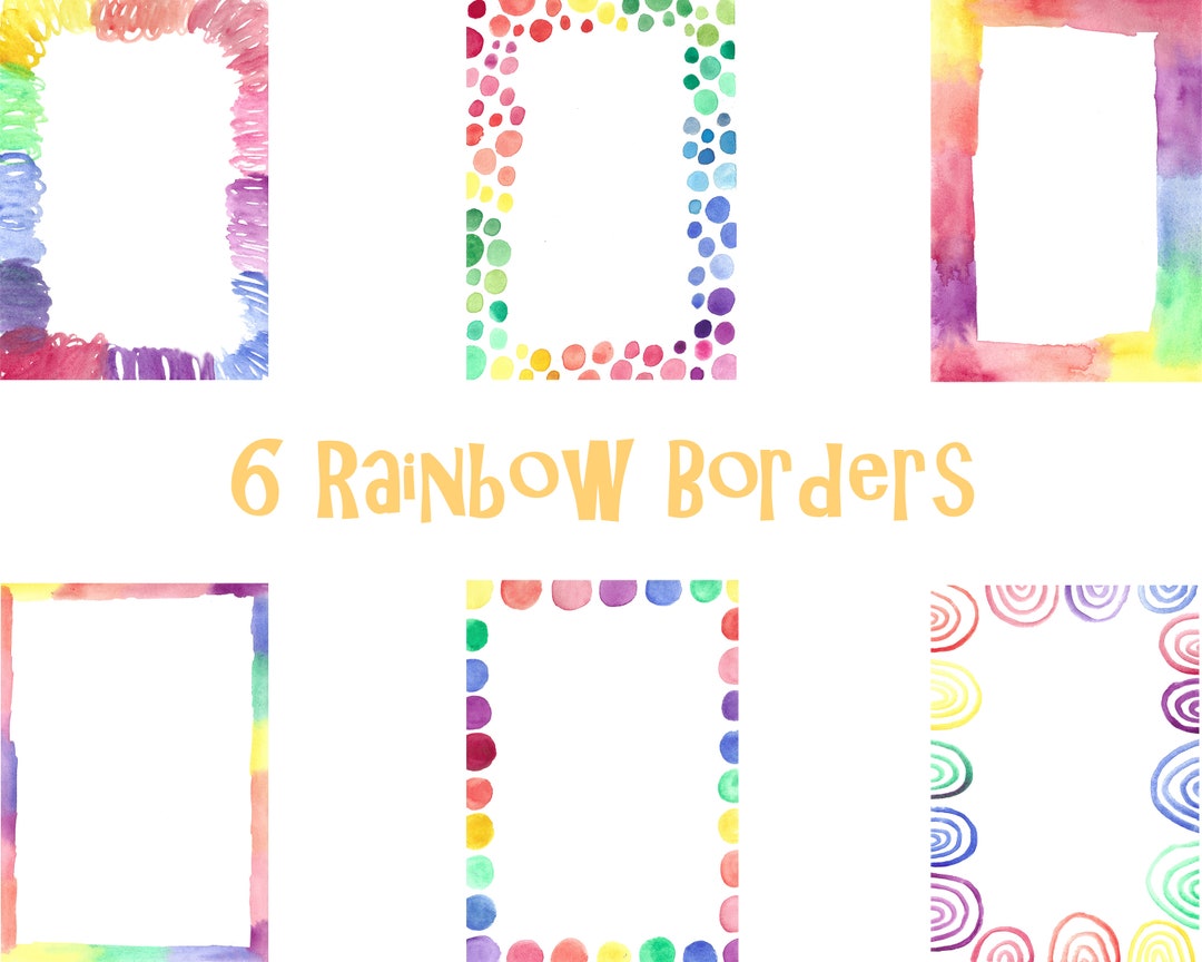 Handpainted Rainbow Watercolor Borders, Handpainted Aquarell ...