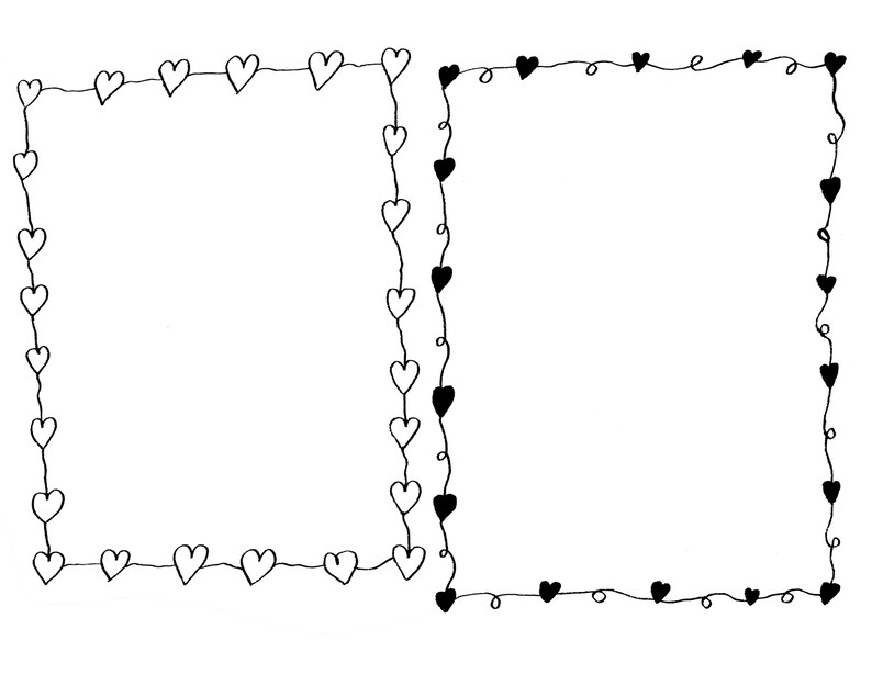 Digital Valentinesday Doodle Heart Border, Doodle Border Black Pen ...