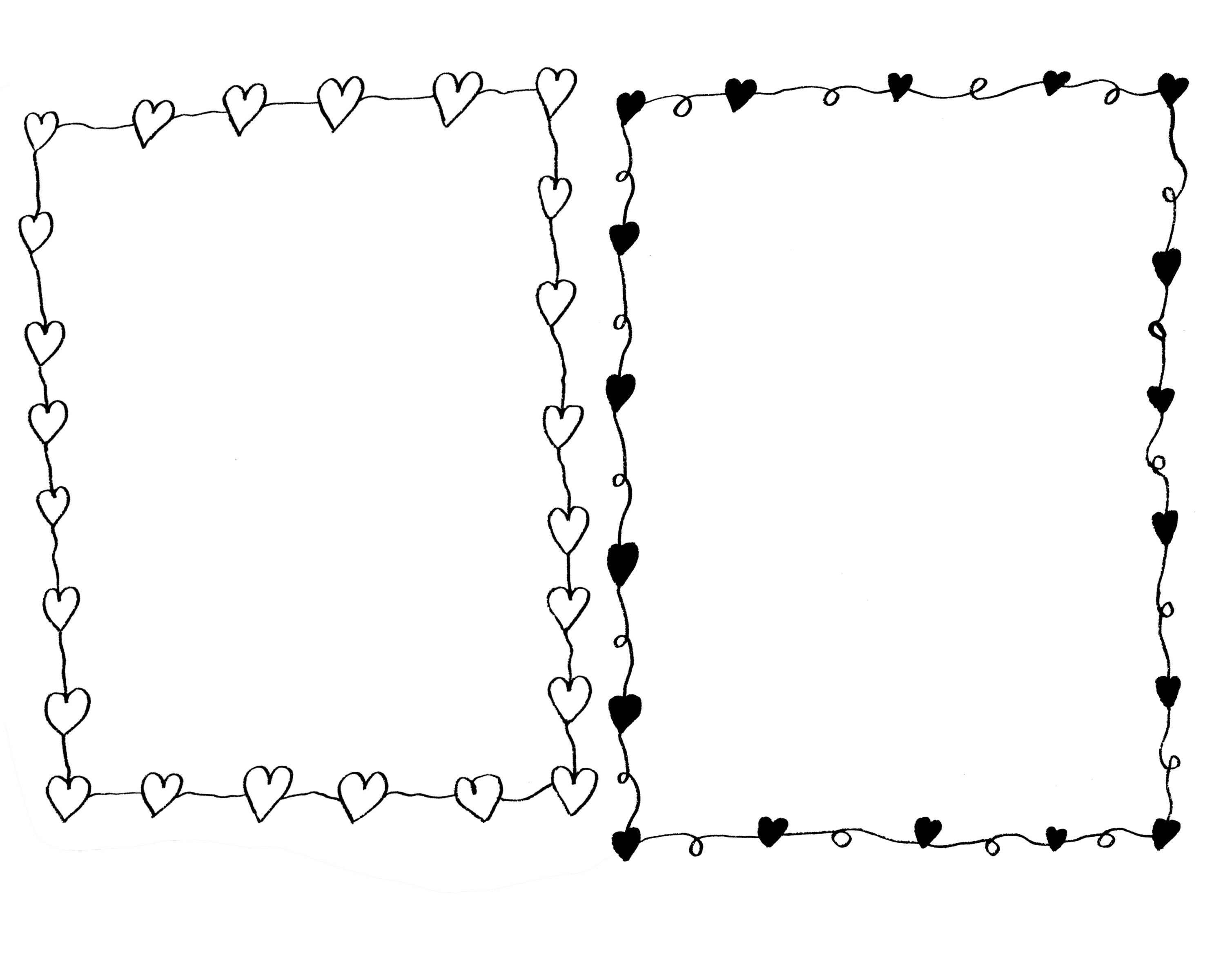 Digital Valentinesday Doodle Heart Border, Doodle Border Black Pen ...