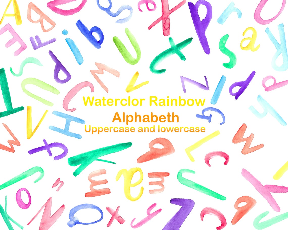 Aquarell Rainbow Letters Clipart, ABC Rainbow Letters Clipart,rainbow ...