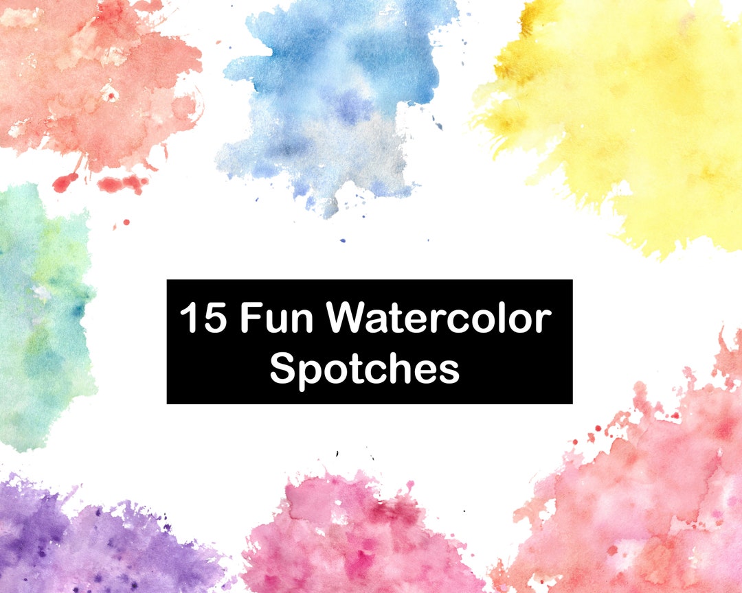 Handpainted Aquarell Splotches Clipart, Watercolor Splashes Clipart ...