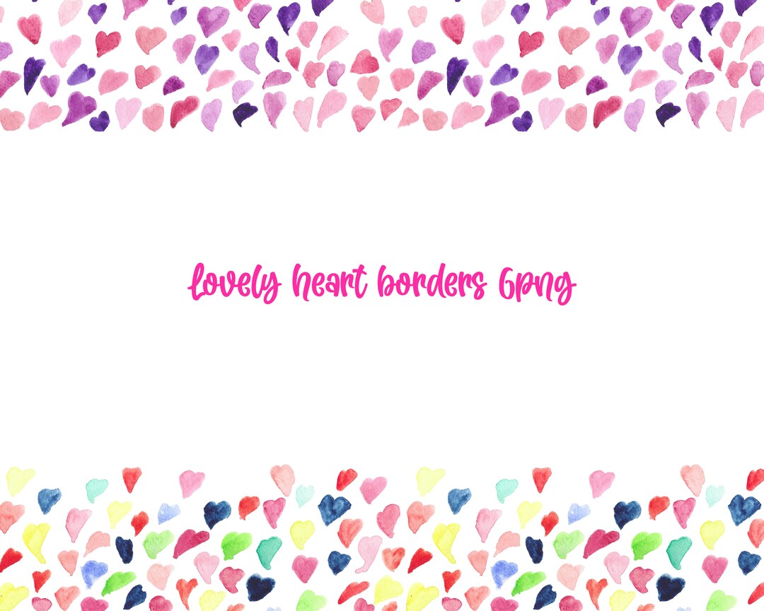 Digital Valentinesday Watercolor Heart Borders and Frames, Aquarell ...