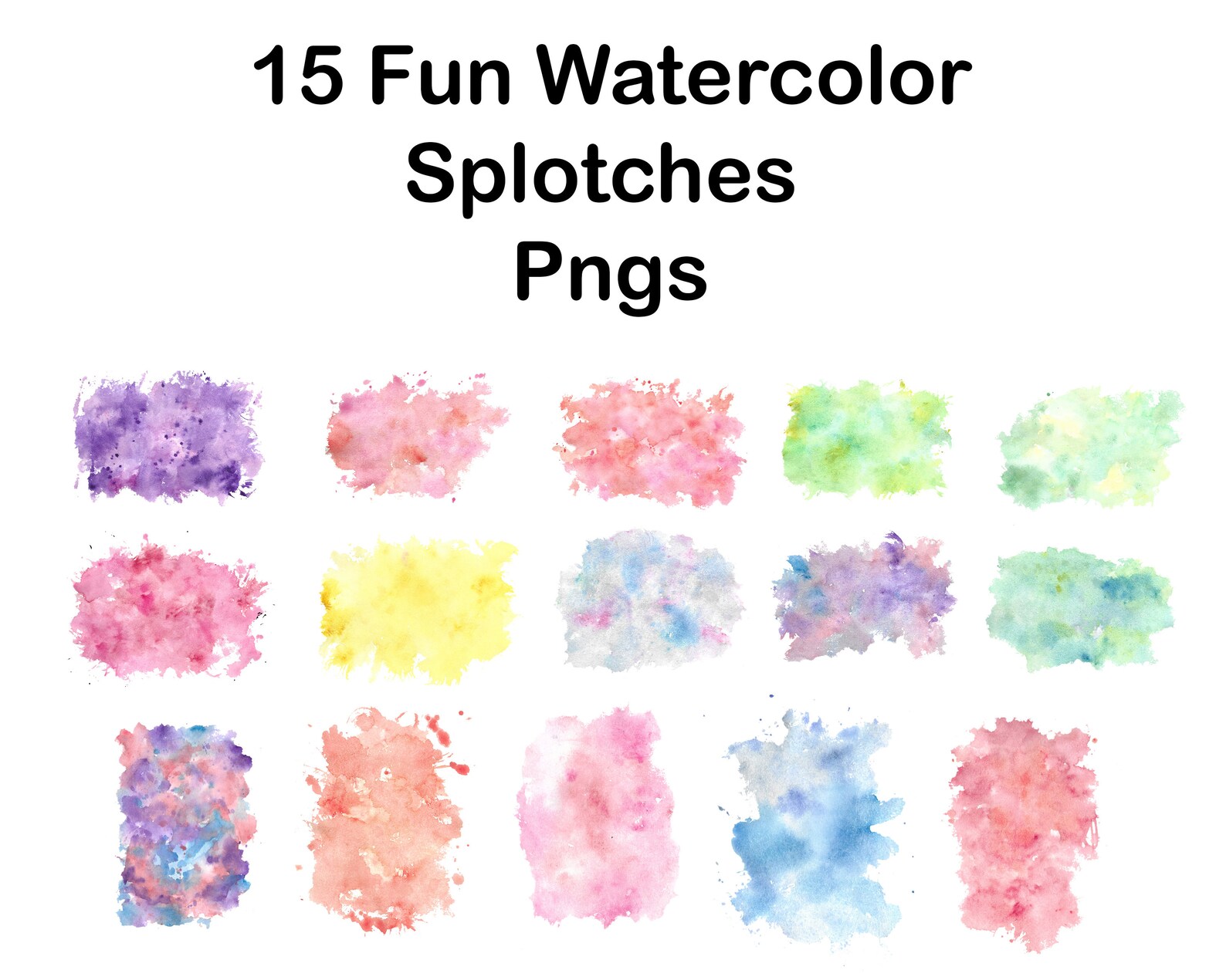 Handpainted Aquarell Splotches Clipart, Watercolor Splashes Clipart ...
