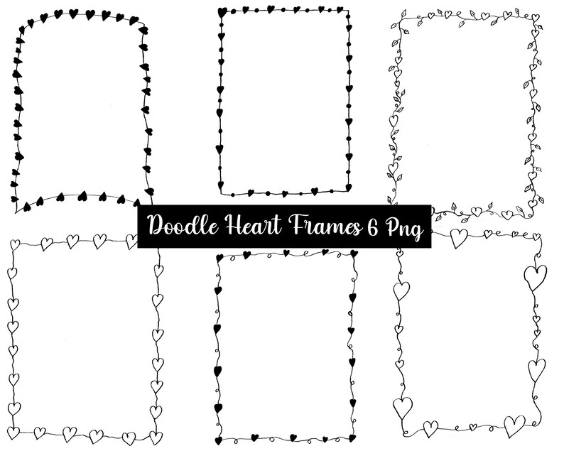 Digital Valentinesday Doodle Heart Border, Doodle Border Black Pen ...
