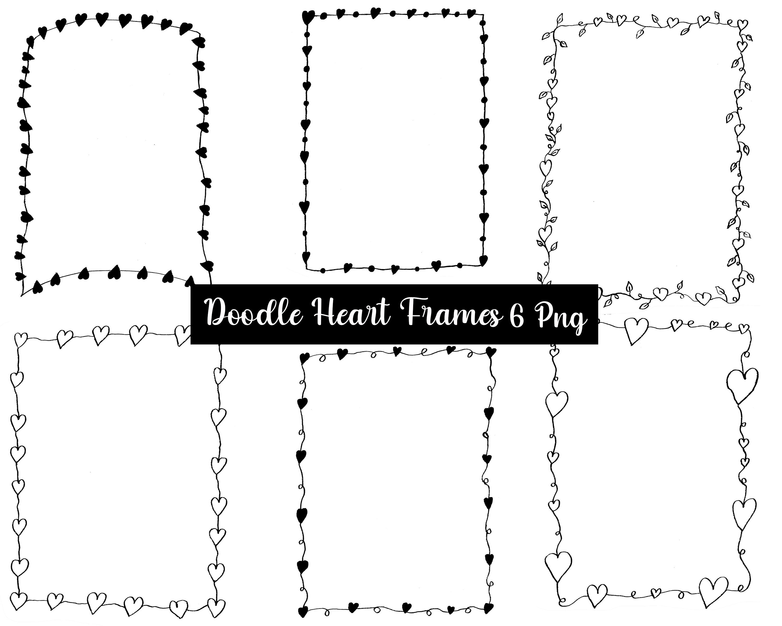 Digital Valentinesday Doodle Heart Border, Doodle Border Black Pen ...