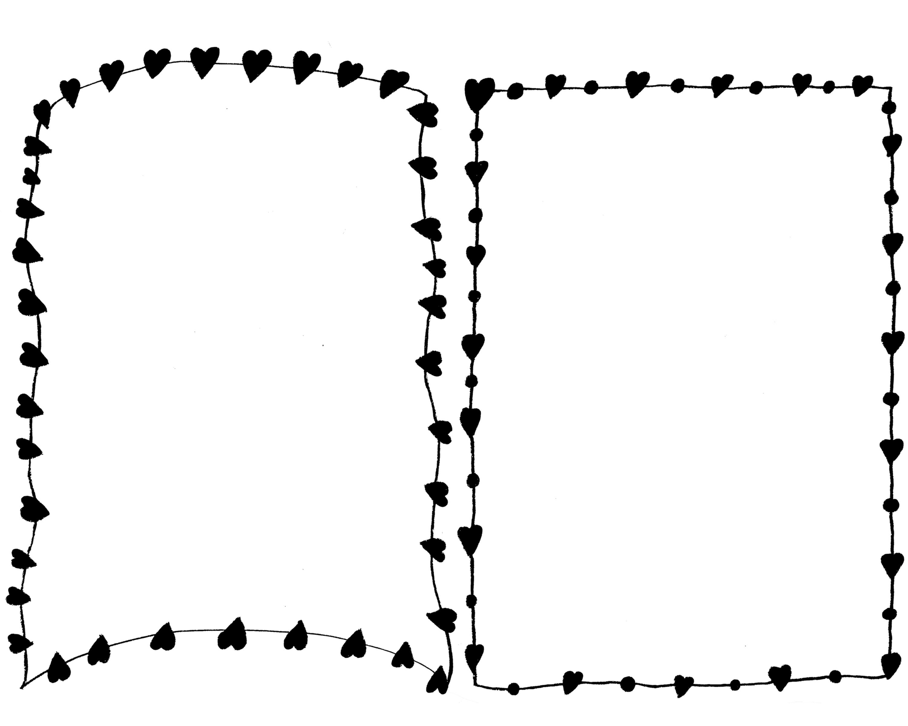 Digital Valentinesday Doodle Heart Border, Doodle Border Black Pen ...