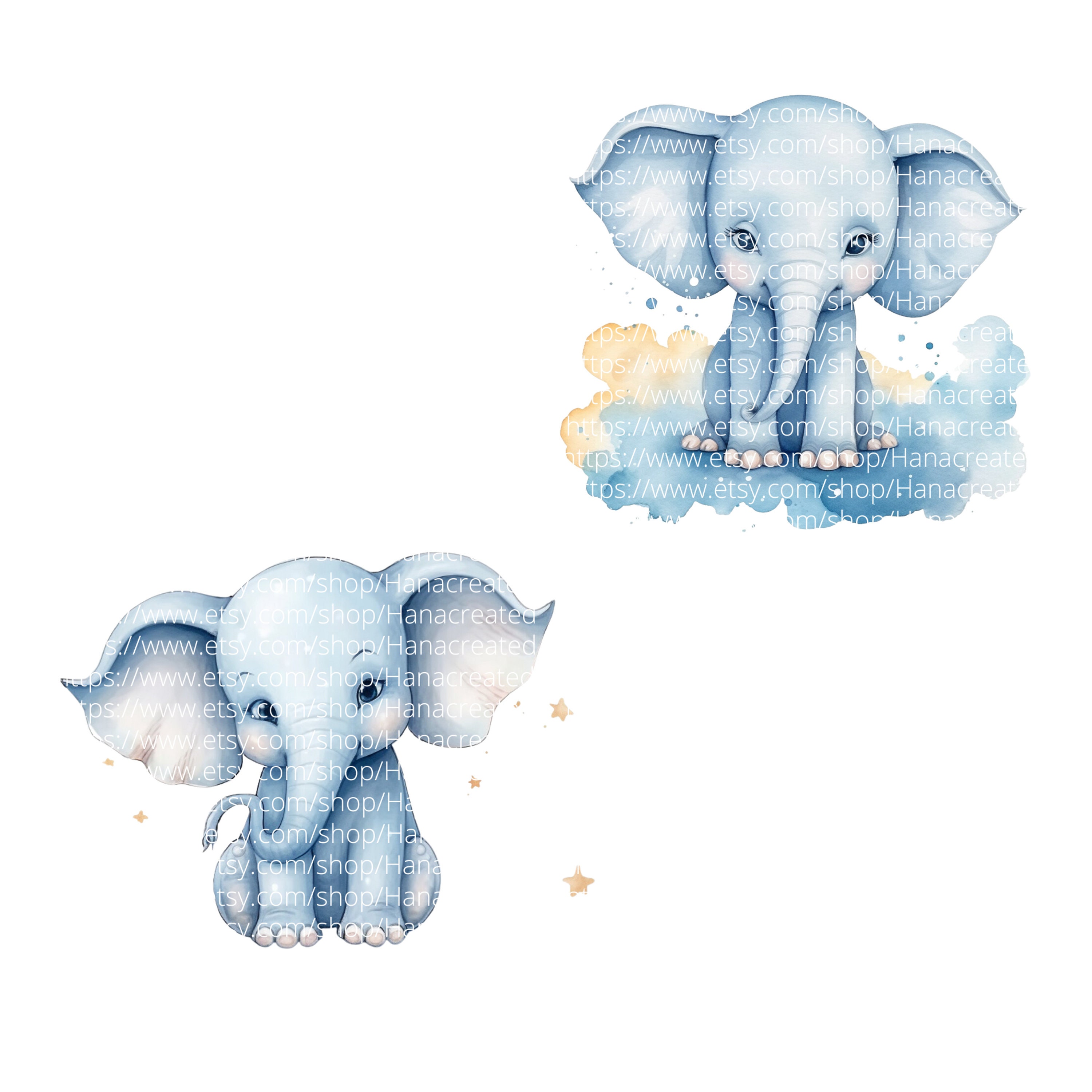 Set of 14 Cute Blue Elephant Clipart for Kids and Nursery - Etsy