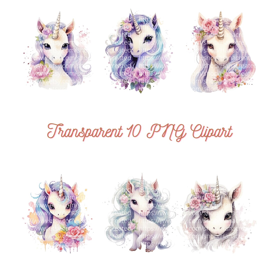 Cute Baby Unicorn Clip Art, Watercolor, Sublimation, Clipart PNG, for ...